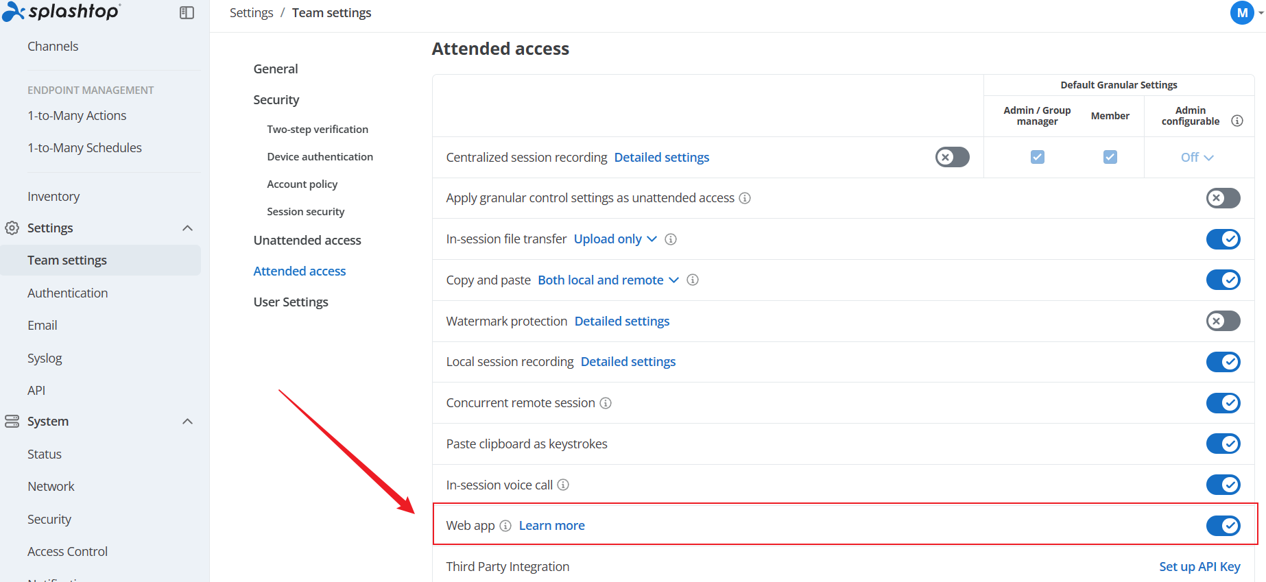 Web App – Splashtop On-Prem - Support