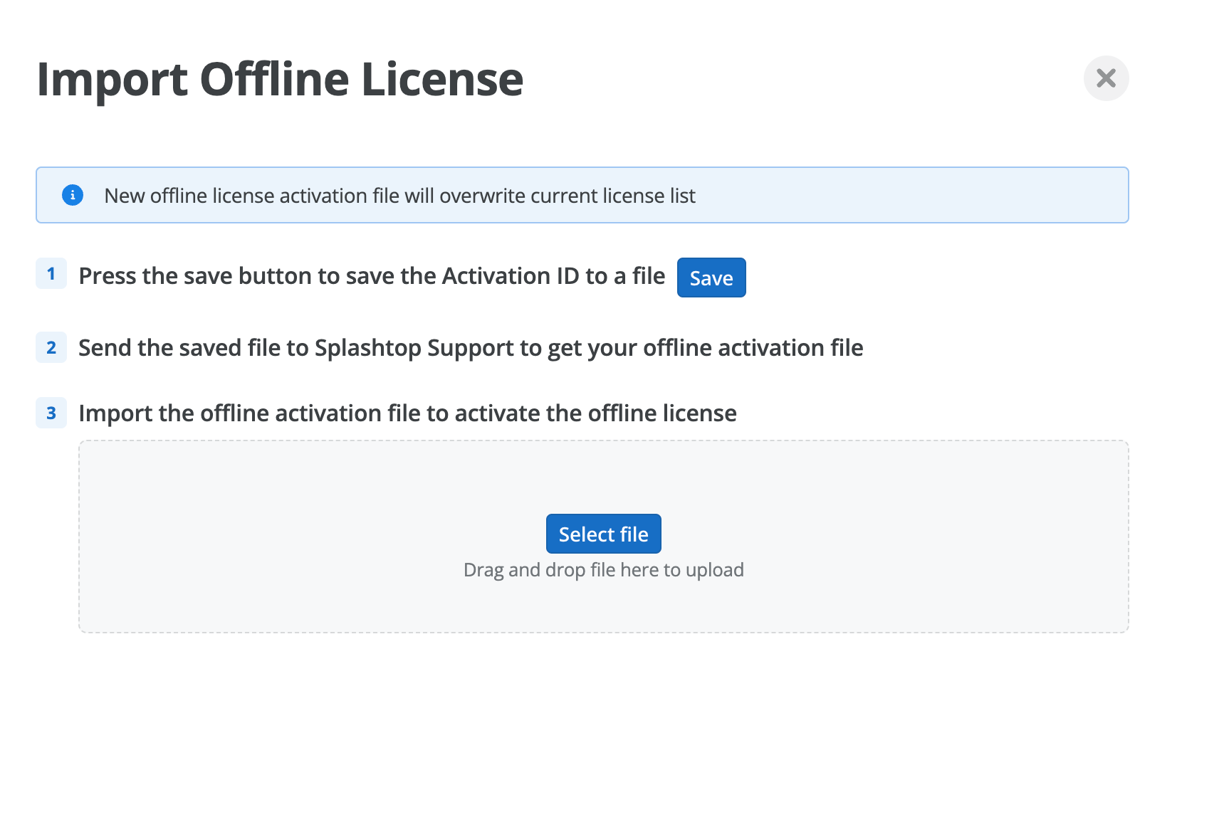 Offline license activation – Splashtop On-Prem - Support